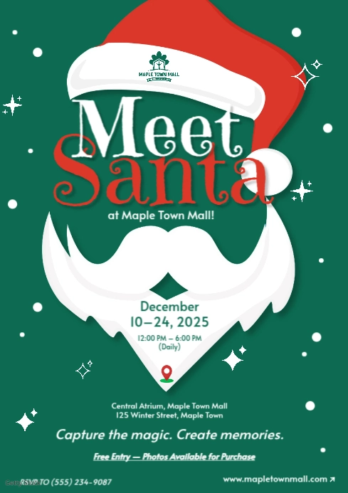 Christmas Meet the Santa Event Flyer Template | PosterMyWall