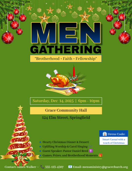 Christmas men gathering flyer Template | PosterMyWall