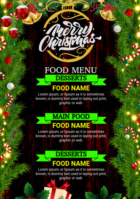 Christmas menu, Christmas dinner Template | PosterMyWall