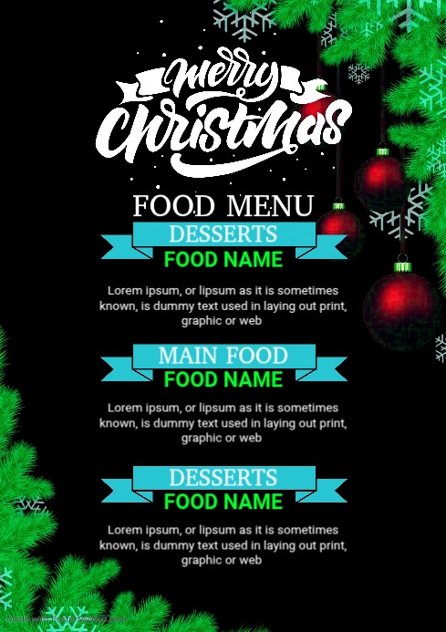 Christmas menu, Christmas dinner Template | PosterMyWall