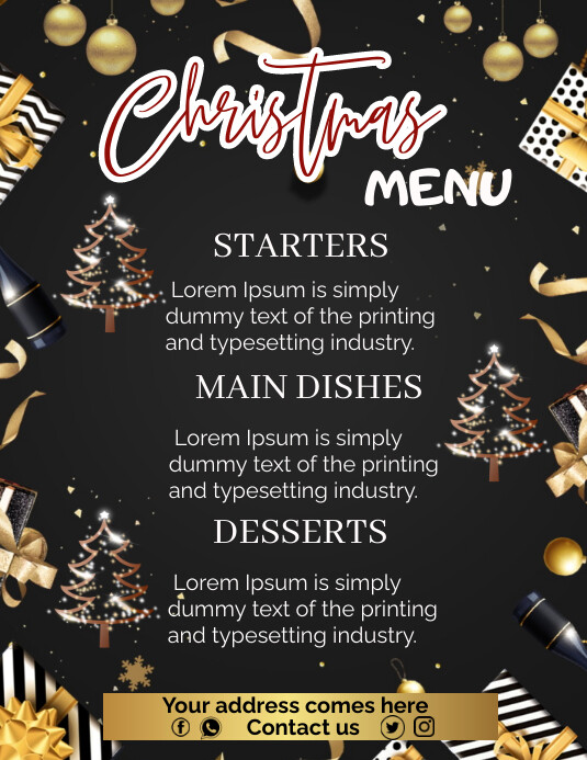 Christmas Menu, Christmas lunch/dinner Template | PosterMyWall