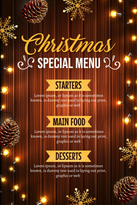 christmas menu, menu, new year menu Template | PosterMyWall
