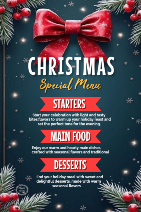 christmas menu, menu, new year menu Template | PosterMyWall