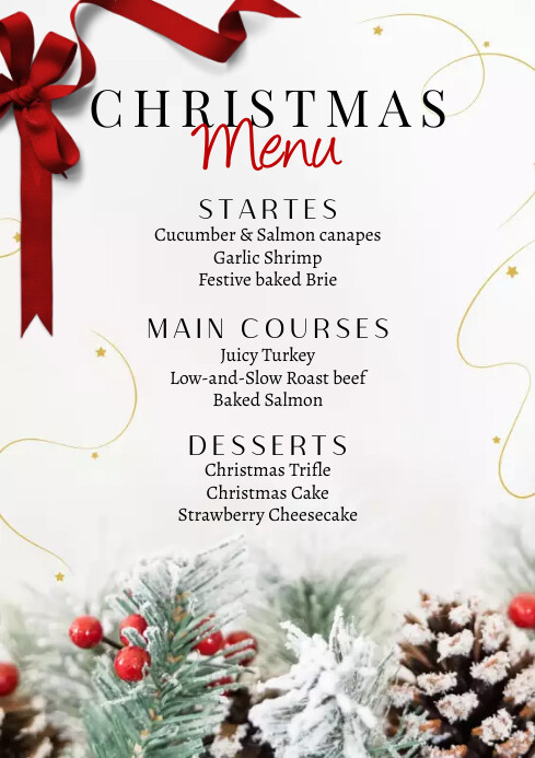 Christmas Menu A4 Template | PosterMyWall