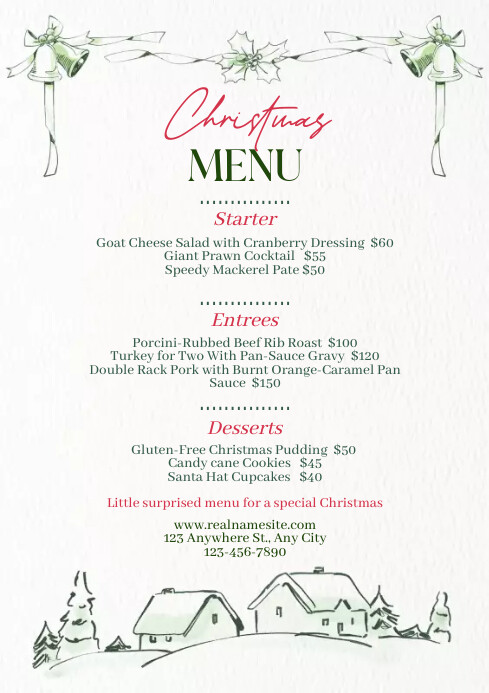 Christmas Menu A4 Template | PosterMyWall