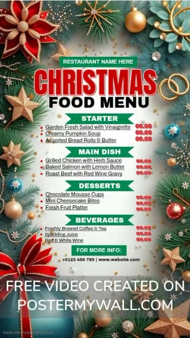 Christmas Menu Ads Template | PosterMyWall