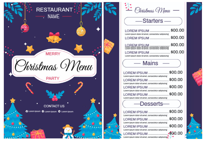 Plantilla de Christmas Menu Ads | PosterMyWall