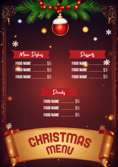 Christmas Menu Ads Template | PosterMyWall