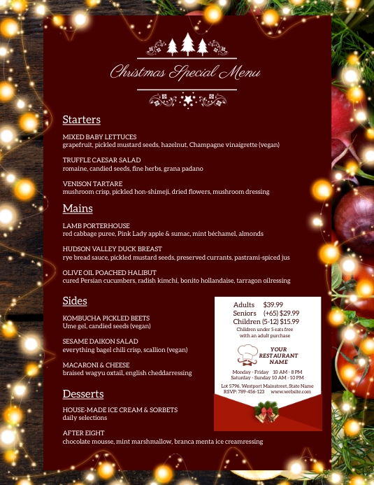 Christmas Menu Board Design Template | PosterMyWall