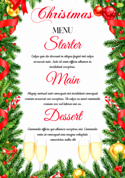 christmas menu card Template | PosterMyWall