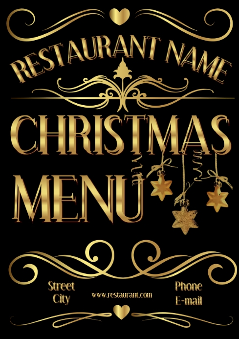 CHRISTMAS MENU COVER GOLD DESIGN Template | PosterMyWall