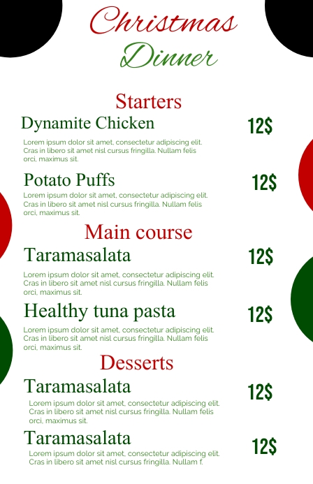 Christmas Menu Template | PosterMyWall