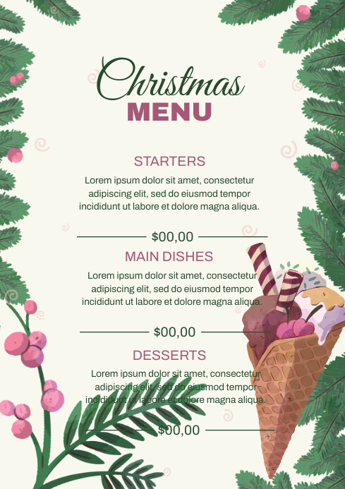 Plantilla de Christmas Menu | PosterMyWall