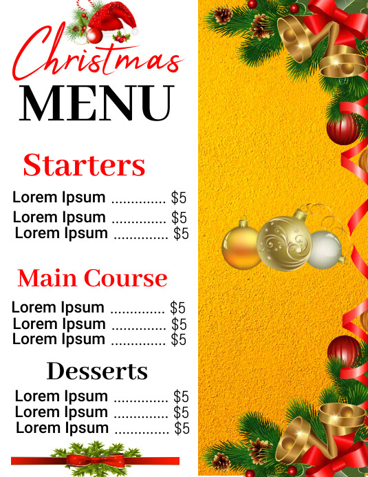 Plantilla de Christmas menu | PosterMyWall