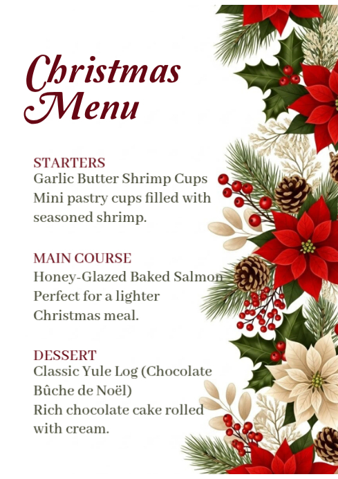 Christmas menu Template | PosterMyWall