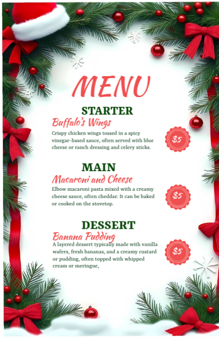 Christmas Menu design template | PosterMyWall