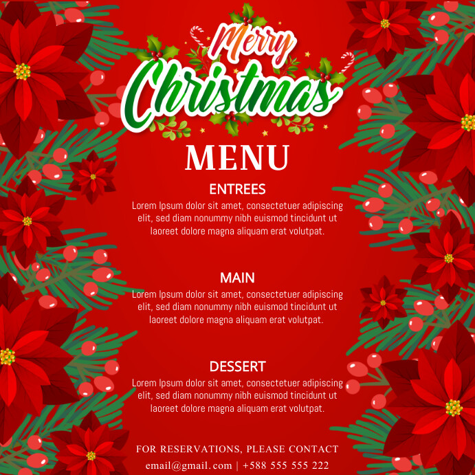 Plantilla de CHRISTMAS MENU | PosterMyWall
