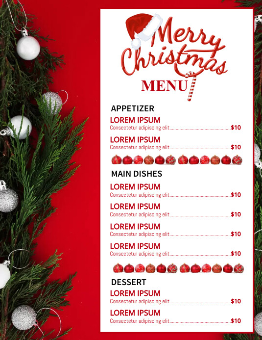 Christmas menu design template | PosterMyWall