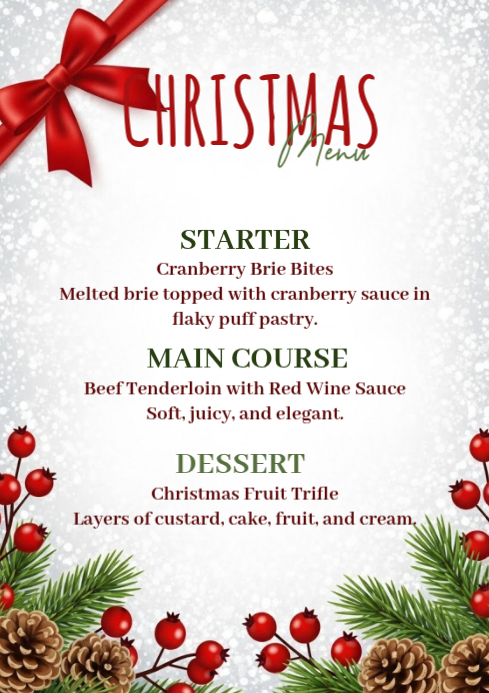 Christmas menu Template | PosterMyWall