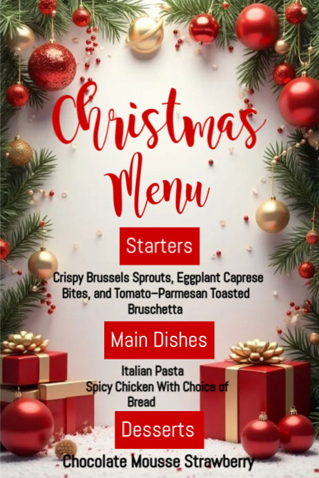 Christmas Menu Flyer Template | PosterMyWall