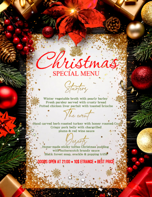 Christmas Menu Flyer Template | PosterMyWall