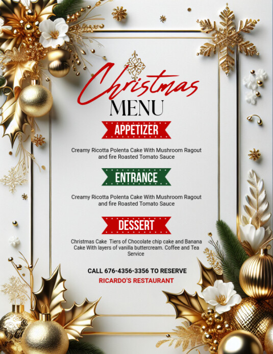 Christmas Menu Flyer Template | PosterMyWall