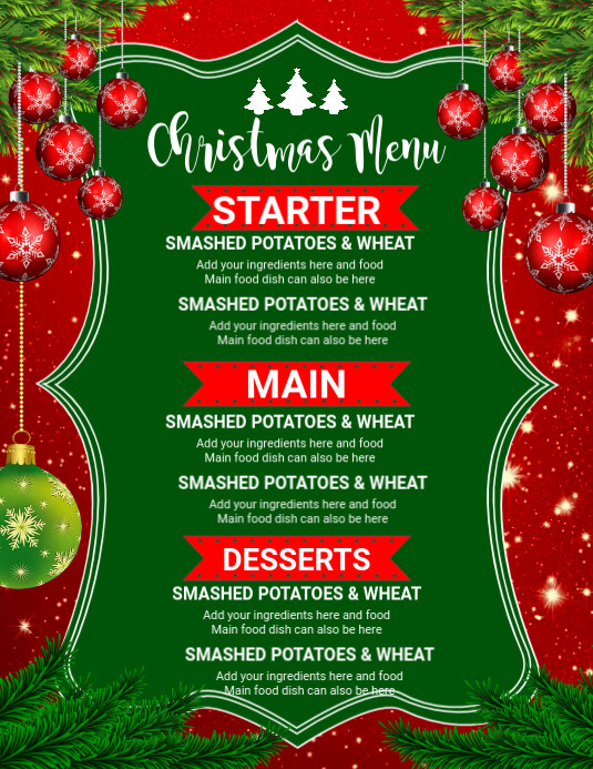 christmas menu flyer template | PosterMyWall