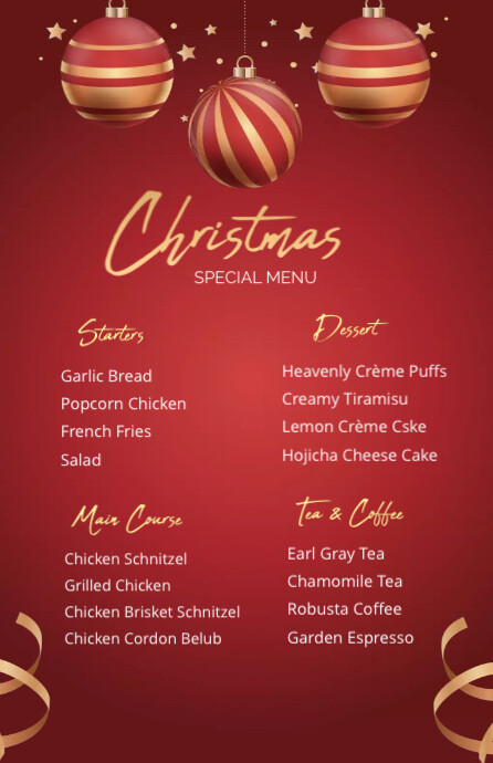 Plantilla de Menú de Navidad | PosterMyWall