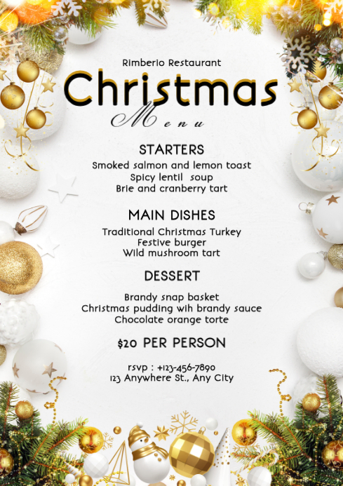 christmas menu IG Template | PosterMyWall