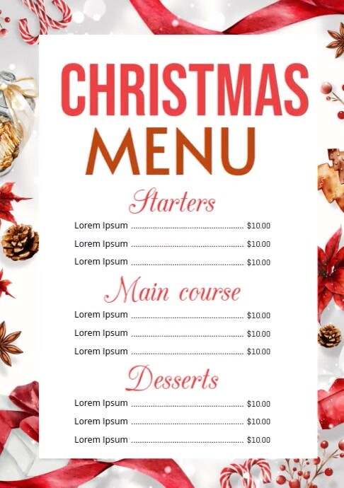 Christmas Menu Invitation Template | PosterMyWall