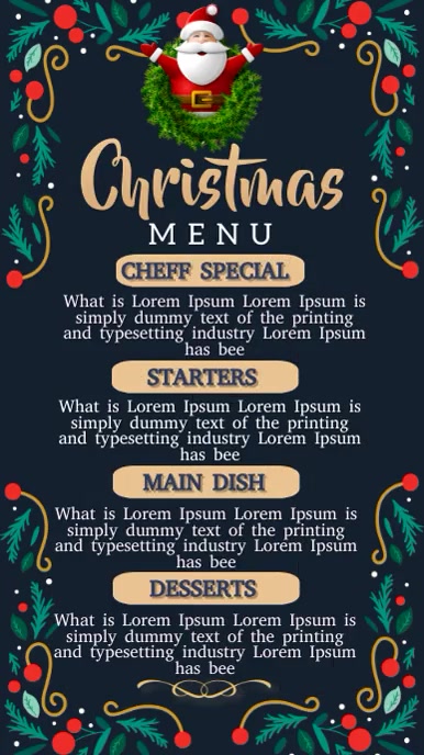 Christmas Menu Post Template | PosterMyWall