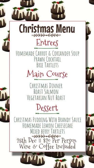 Christmas Menu Signage Template | PosterMyWall