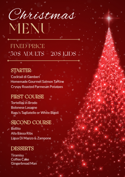 Christmas Menu Template – Elegant Red Holiday Restaurant Menu Design A4 ...