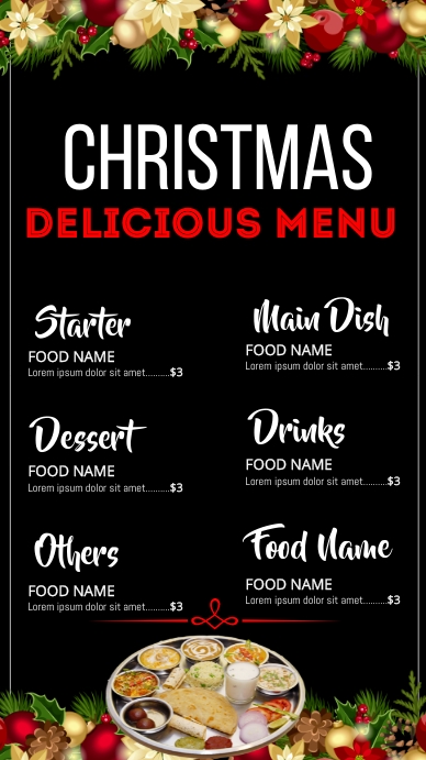 Plantilla de Menú de Navidad | PosterMyWall