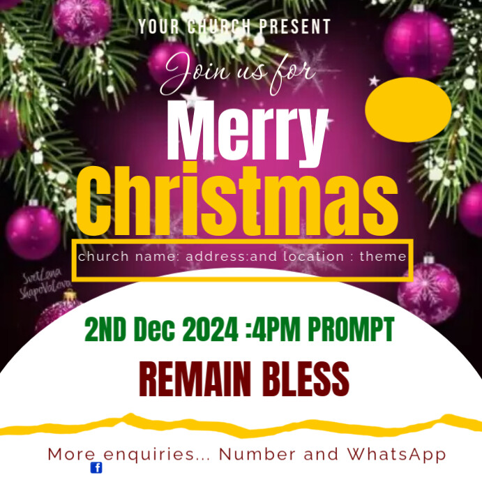Christmas merry Xmas church Template | PosterMyWall