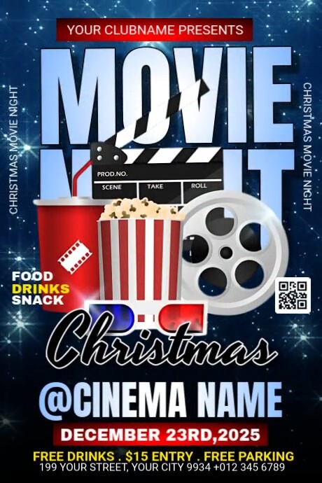 Christmas Movie Night Template | PosterMyWall