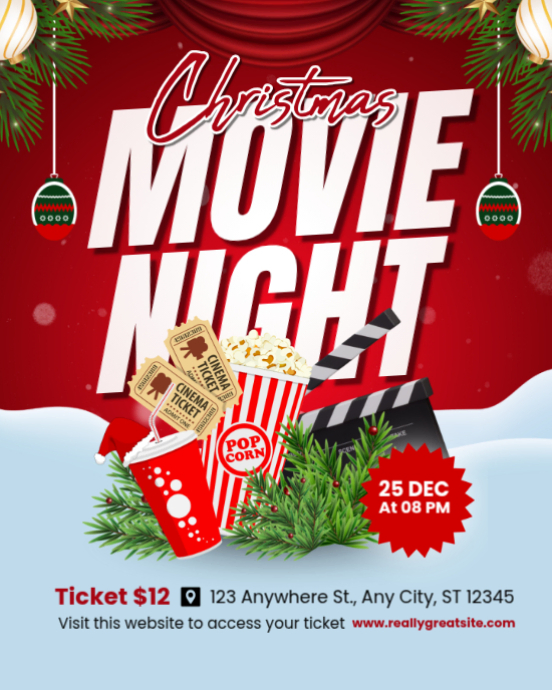 christmas movie night flyer Template | PosterMyWall
