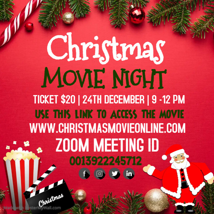 Christmas movie night Instagram Post. Template | PosterMyWall