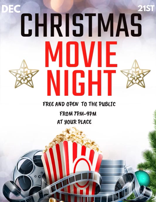 christmas movie night poster Template | PosterMyWall