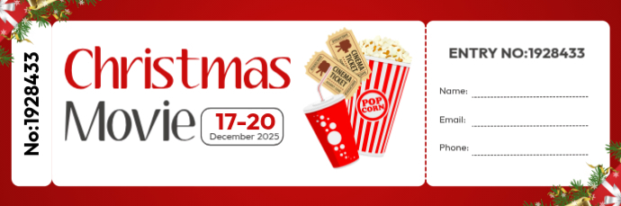 Christmas Movie Ticket Template | PosterMyWall