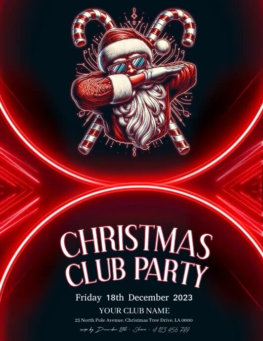 christmas neon club party event template | PosterMyWall