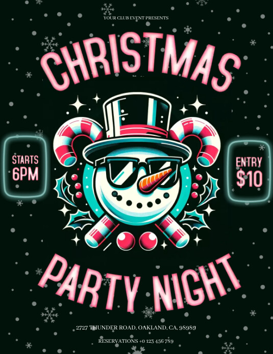 Copy of CHRISTMAS NEON PARTY EVENT DESIGN TEMPLATE | PosterMyWall