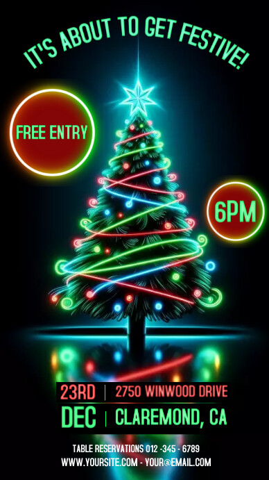 CHRISTMAS NEON PARTY EVENT TEMPLATE | PosterMyWall
