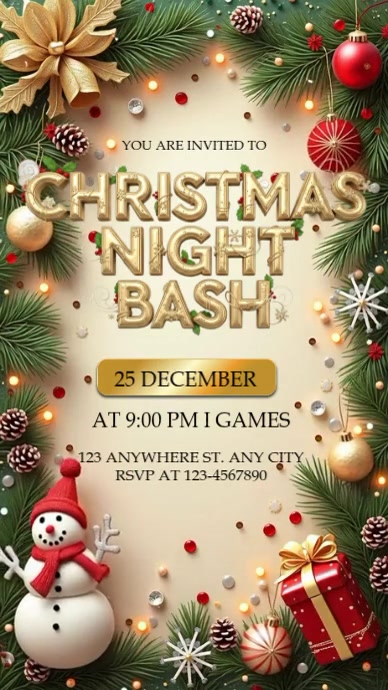 Christmas Night Bash Invitation Template | PosterMyWall