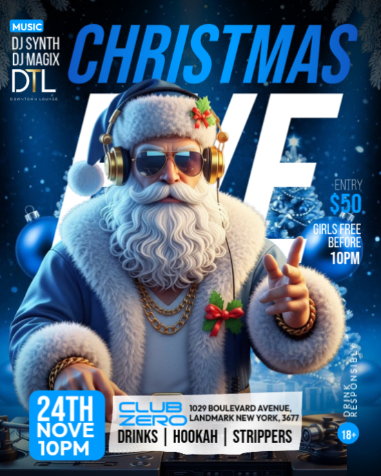Christmas Night Club Party Template | PosterMyWall