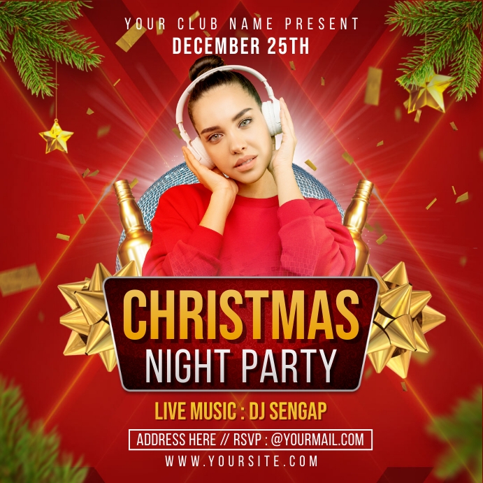 Christmas Night Party Social Media Post Template | PosterMyWall