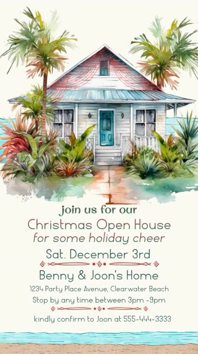 Christmas Open House Invitation with Tropical Template | PosterMyWall