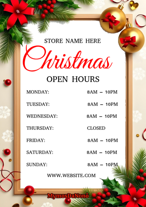 christmas opening hours Template | PosterMyWall