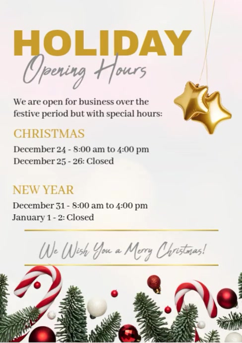 Christmas Opening Hours Template | PosterMyWall