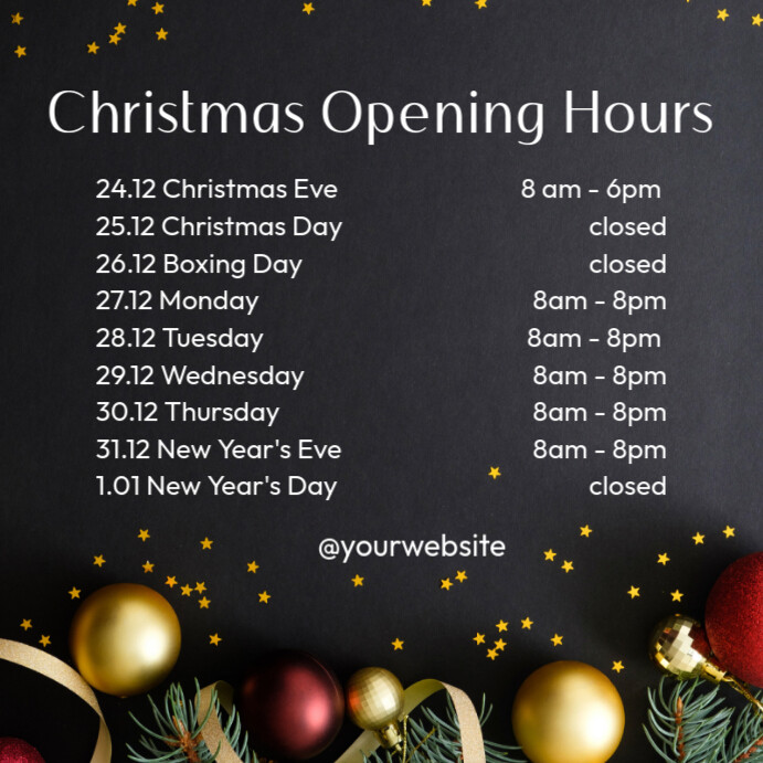 Christmas Opening Hours Templat | PosterMyWall